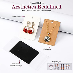 KLEANSE 3.5 x 2.3 inches Earring Cards for Selling - 150 Pack of Earring Display Cards with Self 150 Sealing Bags - Earring Packaging Supplies for Small Business - Necklace Cards, Jewelry Cards (Multi Color)