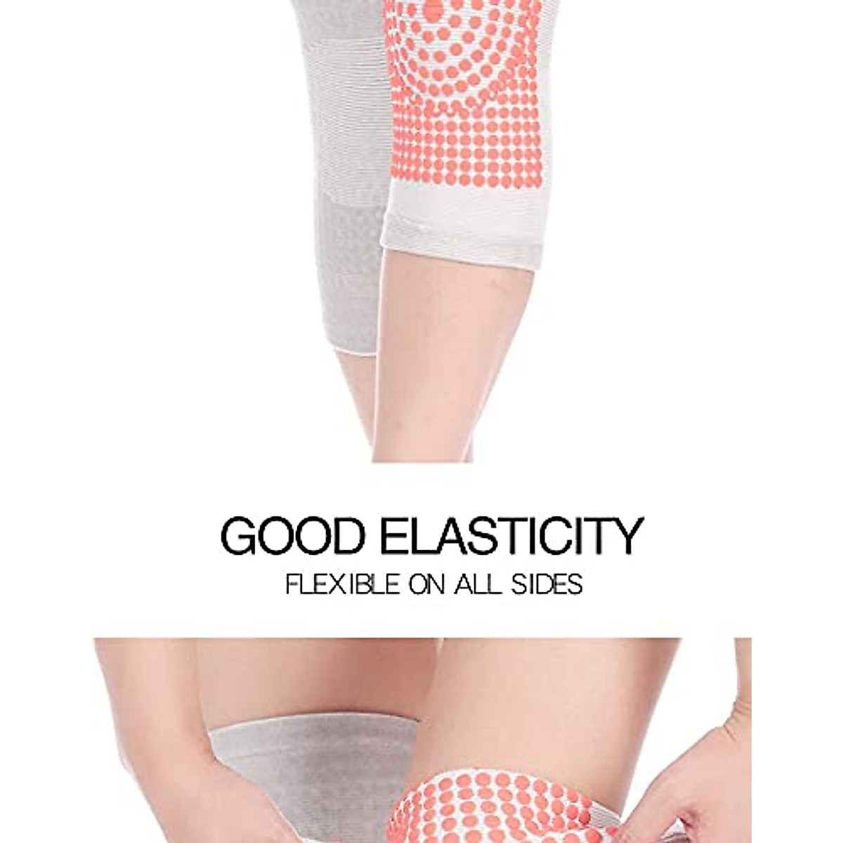 1 Pair Self Heating Support Knee Brace Warm for Arthritis Joint Pain Relief and Injury Recovery Knee Pads (Light Yellow,M)