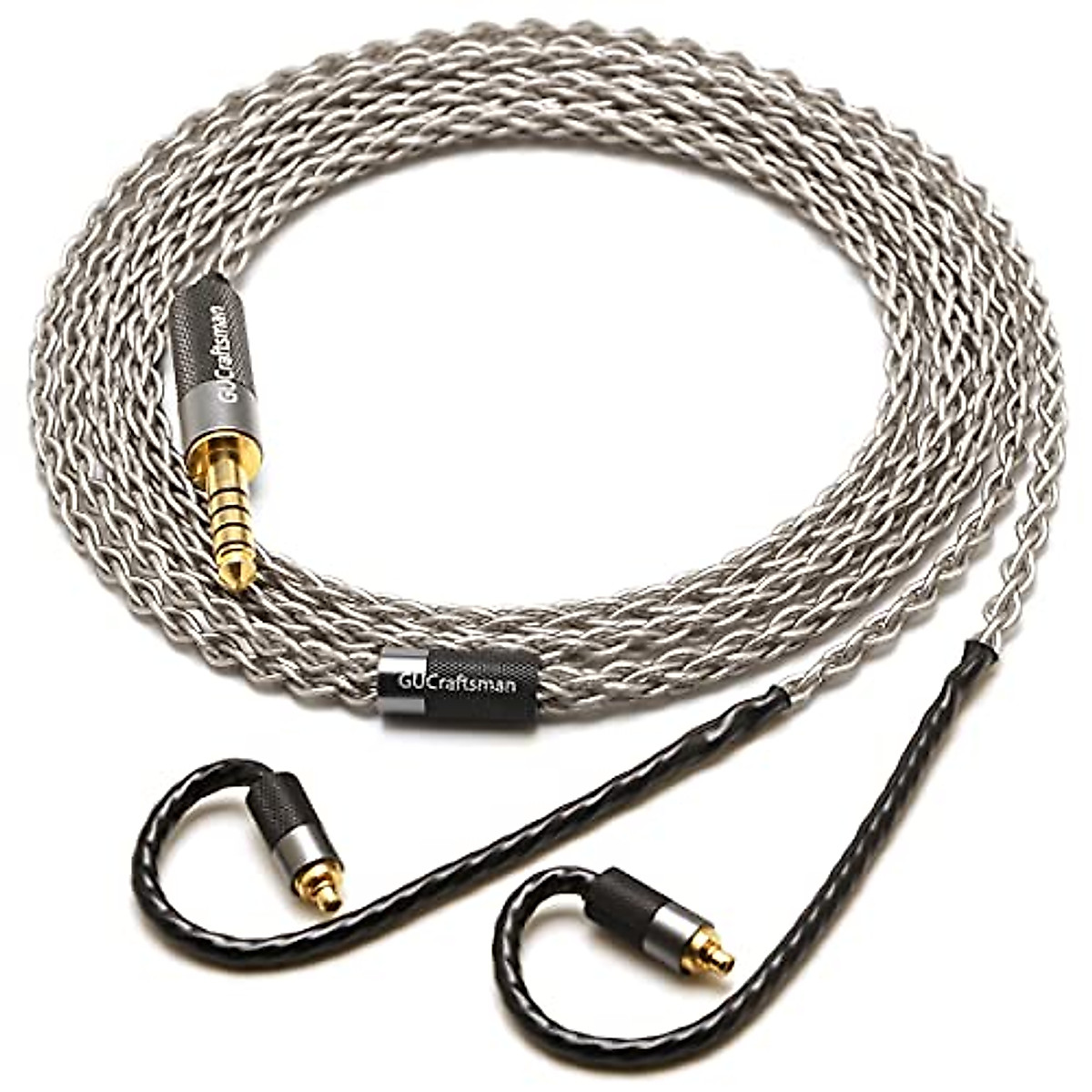 GUCraftsman 6N Single Crystal Silver Upgrade Earphone Cable 2.5mm/4.4mm Balance Earphone Upgrade Cable for Sennheiser IE300 IE900 IE600 (4.4mm Plug)