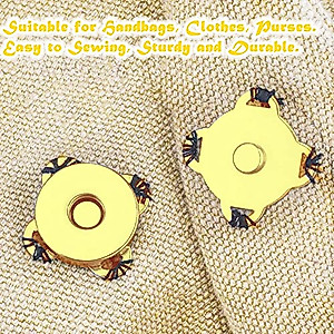 EuTengHao Magnetic Snaps Buttons, Plum Magnetic Snap Closures for Purses Handbags Clothes Bags Scrapbook, 15mm Magnet Button Closure Fastener for Sewing DIY Craft (Gold)