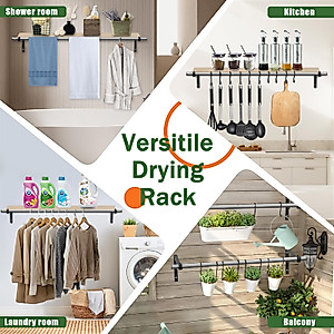 Clothing Rack Wall Mounted - 44 Inch Heavy Duty Detachable Wall Mounted Clothes Rack Garment Bar, Space Saving Multi Purpose Clothes Hanging Rod for Closet Storage Laundry Room Drying Rack - NO SHELF