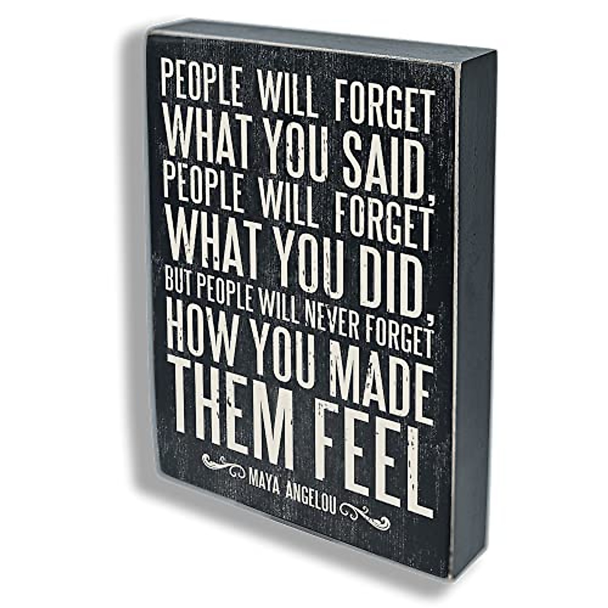 Maoerzai Inspirational Art Decor for Office, Motivational Quotes Wooden Box Sign Desk Decor Plaque with Saying Quotes for Home Office. (Black - Inspirational, 6 X 8 inch)