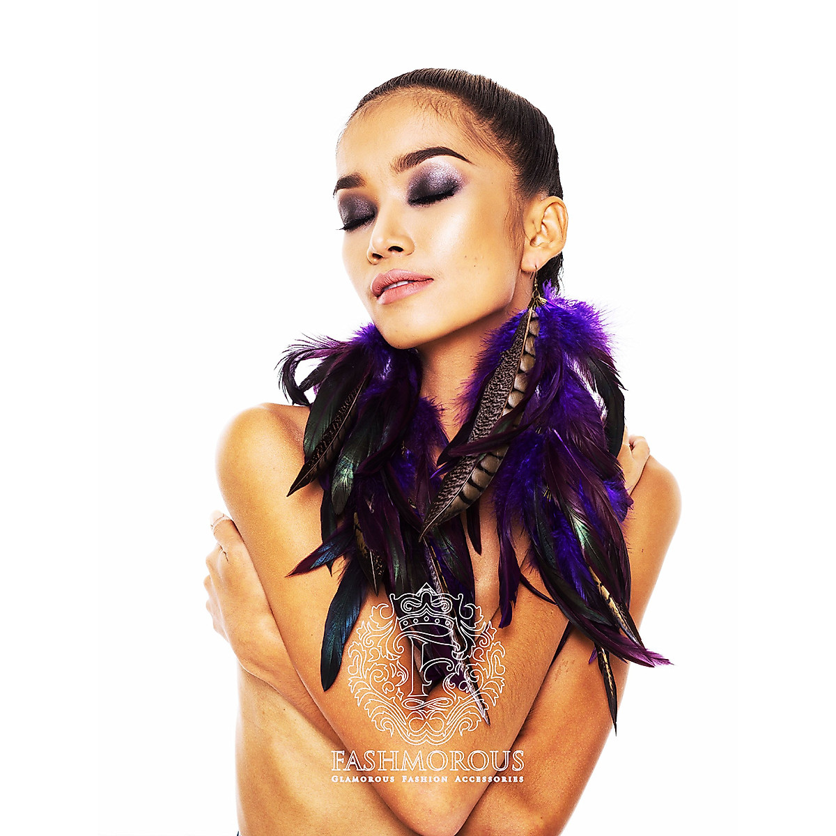 Natural Purple Feather Earrings for Women Long Feather Earrings for Women