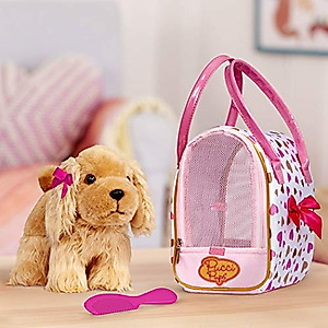 Pucci Pups - Gold & Pink Heart Print Glam Bag w/Cocker Spaniel, 8 inches