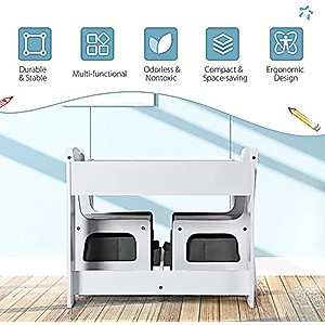 MAT Expert Kids Table & Chair Set, 3 in 1 Children Activity Desk Sets with Storage Drawer, Detachable Blackboard, Multifunctional Toddlers Entertainment Set Ideal for Painting, Reading & Writing