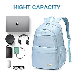 Caran·Y Kids' Backpacks Multipurpose, Waterproof,Spacious Lightweight School Bookbag for 15.6-inch Laptop,Bottle Side Pockets and Suitable for Ages 6 and Up Girl Boy Toddler Backpack（Aqua Blue）