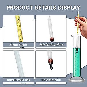 Hydrometer Alcohol 0-200 Proof and Tralle Accurate Alcohol Proof Tester for Liquor, Distilling Moonshine Alcoholmeter(3 Pcs High Alcohol Proof)