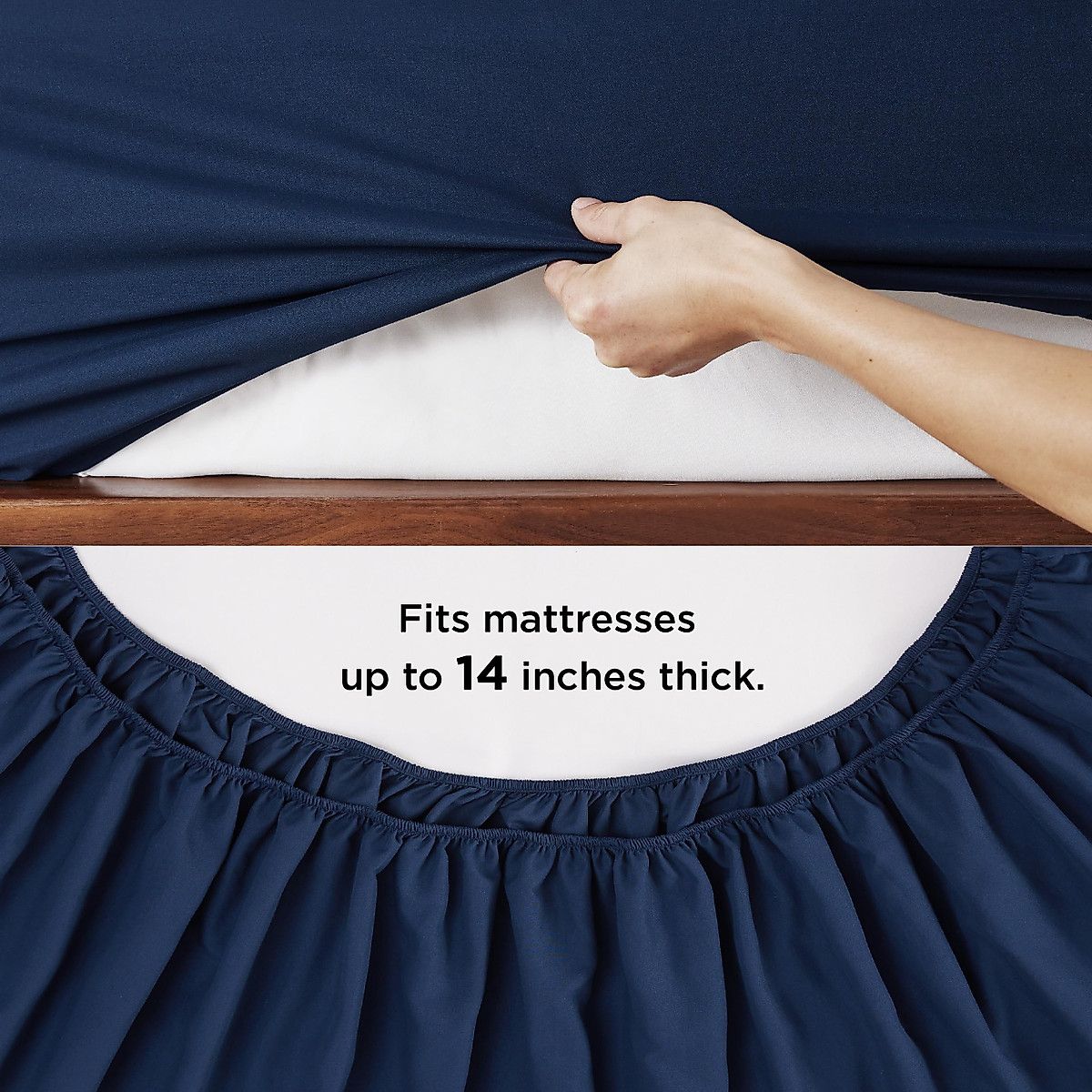 Bedsure Navy Bedding Sets Queen - 7 Pieces Solid Bed in a Bag, Queen Bed Set Navy with Comforter, Sheets, Pillowcases & Shams