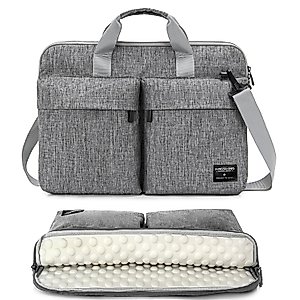 KINGSLONG Slim 17.3 inch Laptop Bag Sleeve Carrying Case with Shoulder Strap, Notebook Ultrabooks Computer Handbag Cover for Men Women Fit for Acer Asus Lenovo HP Toshiba Grey