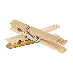 Woolite Extra Large Wooden 100 Pack Clothespins| Dimensions: 0.4 x 0.43 x 3.25 inches| Perfect for Indoor and Outdoor Use| Great for Hanging Clothes, Art & Crafts| Bags, Rust Resistant
