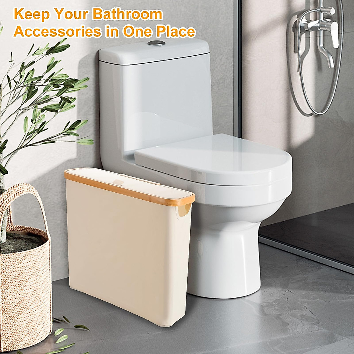 Toilet Paper Storage Basket, Toilet Paper Storage Holder, Bathroom Storage Organizer, Toilet Paper Storage Box Container, Toilet Tissue Storage Bin for Bathroom (Beige)