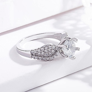 Luxury Diamond Silver Ring Bride Ring Engagement Wedding Ring Prong Setting Zircon Rings Jewelry for Your Princess