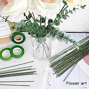 60 Pack Floral Stems Wire for Paper Flower 2 Gauge Flower Stems for Crochet Projects 16 Inch Artificial Green Crafts Wire Wreath Making Supplies for Flower DIY