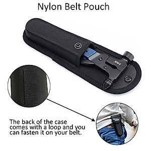 FMS Stainless Steel Multi Tool, Portable Multi-functional Hammer Kit with Nylon Belt Pouch for Car Emergency, Camping, Household