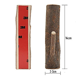 Pack of 4 Vintage Real Wood Tree Branch Wall Hook,Rustic Decorative Wood Adhesive Hooks. Key Holder, Coat Hook,Strong Suction Hooks.(Width 2cm-3cm)
