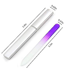 Beauty Glass Nail File 6 PCS Professional Double Sided Fingernail File with protective Case for a Smooth Finish, Manicure & Pedicure for Nature Nails