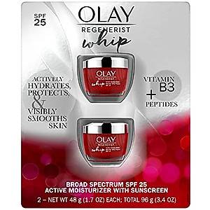 Olay Regenerist Whip Face Moisturizer, Primer and SPF 25, 1.7 Ounce (2 Pack)