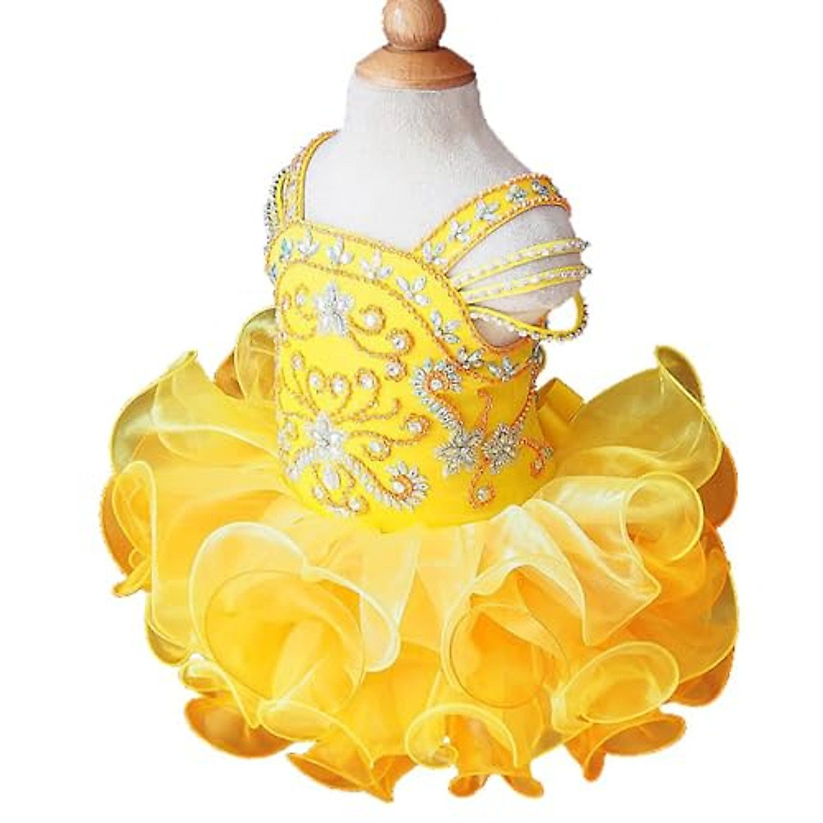 Jenniferwu G123 Infant Toddler Baby Newborn Little Girl's Pageant Party Birthday Dress Yellow Size 3T