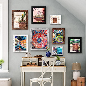 LANDNEOO 5x7 Picture Frame Set of 4, Wood Farmhouse Style Frames, Display Pictures 5x7 with Mat or 4x6 Without Mat for Wall Mounting or Table Top Display, Multicolour