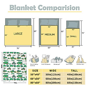 Green Tractor Blanket Gifts for Tractor Lover 60 x 50 Inch for Teen,Excavators Green Fannel Fleece Throw Blanket Super Soft Throws Blanket for Bed Couch Sofa