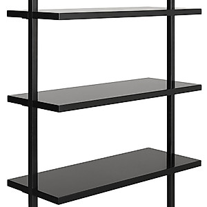 Nathan James Theo 6-Shelf Tall Bookcase, Wall Mount Bookshelf Wood Shelves and Metal Frame, Matte Black