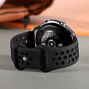 Rubinom Compatible for Samsung Watch 3 Bands 45mm/Galaxy Watch Bands 46mm/Gear S3 Frontier/Classic Watch, 22mm Watch Band Quick Release Silicone Breathable Strap Wristband for Men, Black/Black,Large