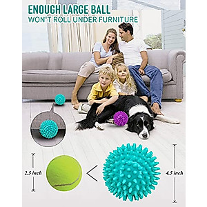 Pweituoet 2 Pack 4.5” Heavy Duty Squeaky Dog Ball for Medium Large Dogs, Spikey Dog Ball Toys for Clean Teeth and Training, Large Dog Toys for Aggressive Chewers…