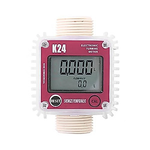 XAXAX Water Flow Meter, 1pc K24 Digital Oil Fuel Meter, Gauge Meter for Chemicals Liquid Water Ultrasonic Hot in Industrial Commercial,Gallon, QTS, PTS, L, m³(Red Horizontal)