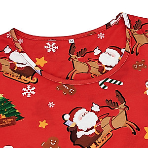 American Trends Christmas Sleep Shirts for Women Green Christmas Dress Cotton Sleep Dress Women Christmas Pajamas Dress Short Sleeve Red Sleepwear Night Shirts for Sleeping Santa Claus L