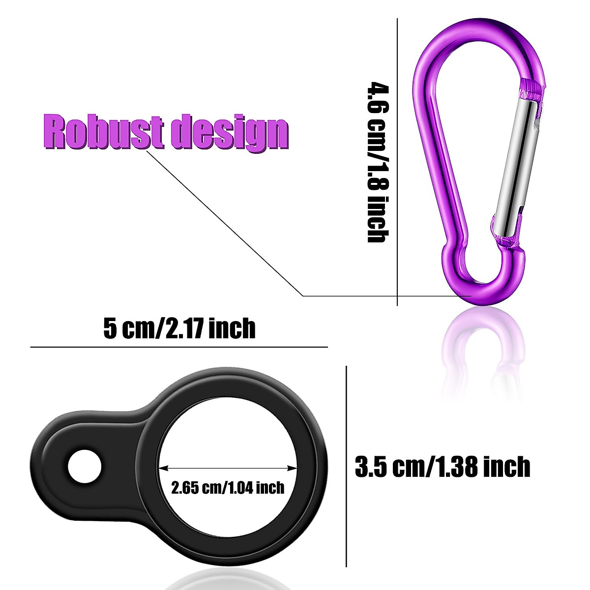 5 Sets Silicone Water Bottle Carrier with 5 Pieces Keychain Clip Key Ring Clip for Outdoor Activities or Daily Use