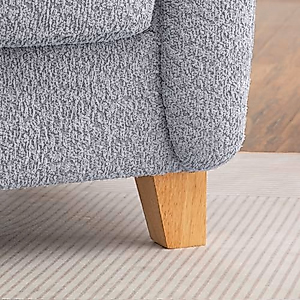 Living Room Single Sofa Chair,Modern Upholstered Teddy Sherpa Fabric Upholstery Accent Arm Chair,Comfy Reading Lounge Tub Barrel Club Arm Chair for Bedroom Small Spaces,Tufted Decorative,Lumbar Pillow