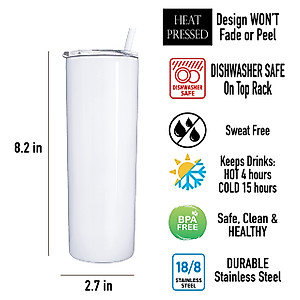 AVITO 20 oz Personalized Mama Tumbler with Kids' Names - Gift for Mom - Mother's Day Gift - Stainless Steel - Vacuum Insulated - Tumbler with Name - Skinny Tumbler with Straw