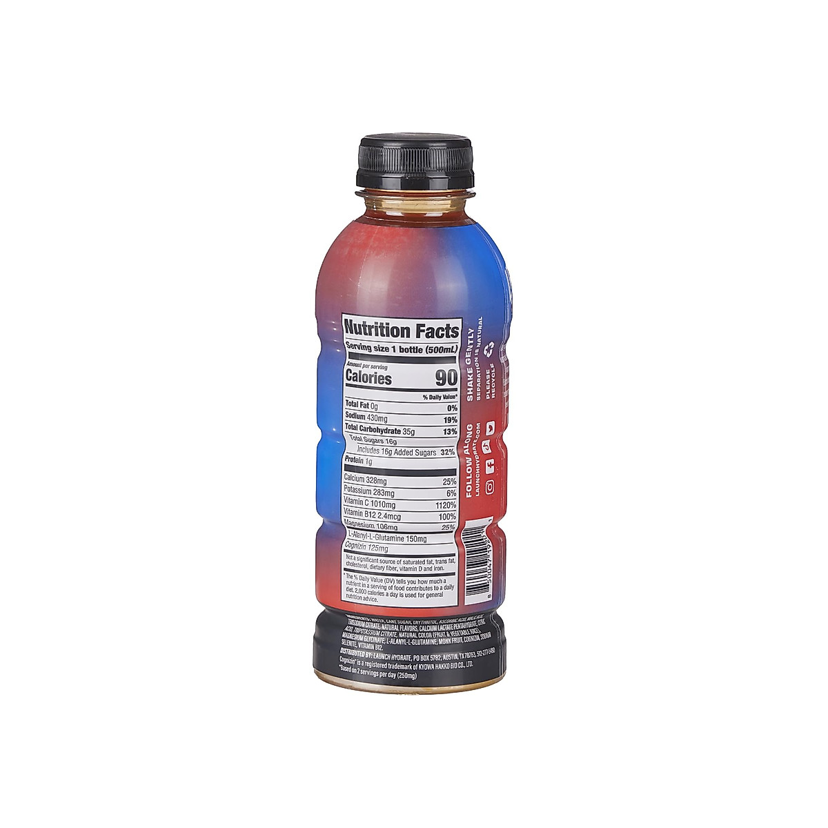 Launch Hydrate Sports Drink, Fruit Punch, 16 Fl Oz, Electrolytes, Vitamins and Minerals Packed, Perfect for Athletes, (Pack of 12)