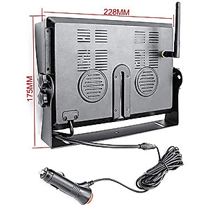 EVERSECU 4pcs Digital HD 1080P Wireless Car Backup Camera with 9 inch 4ch Quad Display Monitor/Car DVR/Dash Monitor/Vehicle Video Recorder for RV/SUV/Van/Pickup/Truck/Trailer Rear/Side/Front View