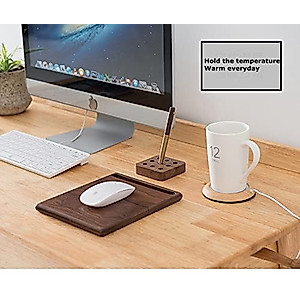Wood Grain Electric Portable Cup Warmer Plate & Coffee Warmer & Mug Warmer with USB Cable for Office/Home/Travel Use, Suitable for Stainless Steel Cup, Ceramic Cup, Glass Cup, etc(Light Wood Grain)