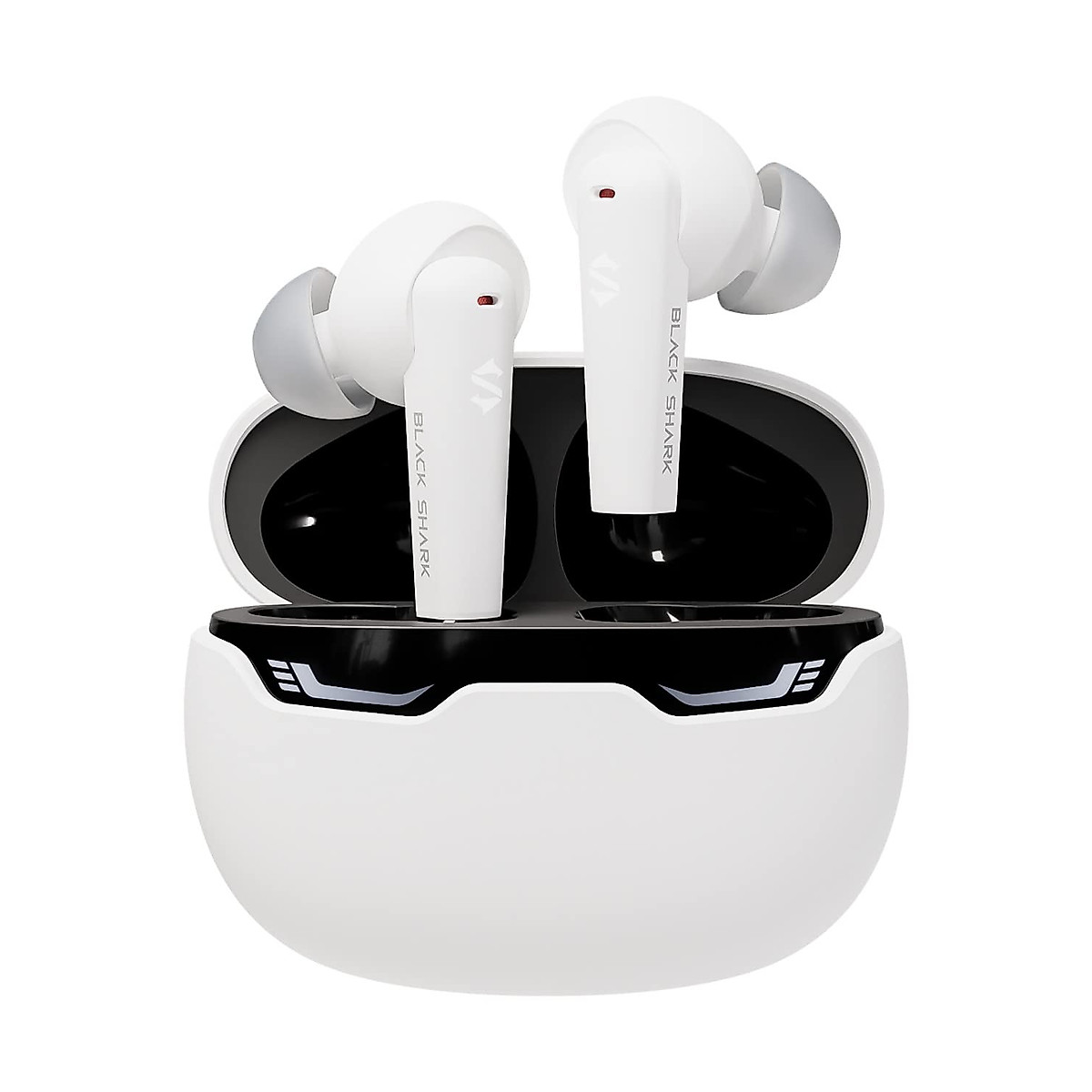 Black Shark Bluetooth Earbuds Wireless Earbuds with Emoji LED Light, Gaming Earbuds with 45ms Ultra Low Latency, Bluetooth 5.1, Music and Gaming Dual Modes, 24H Playtime, IPX5 Waterproof- White