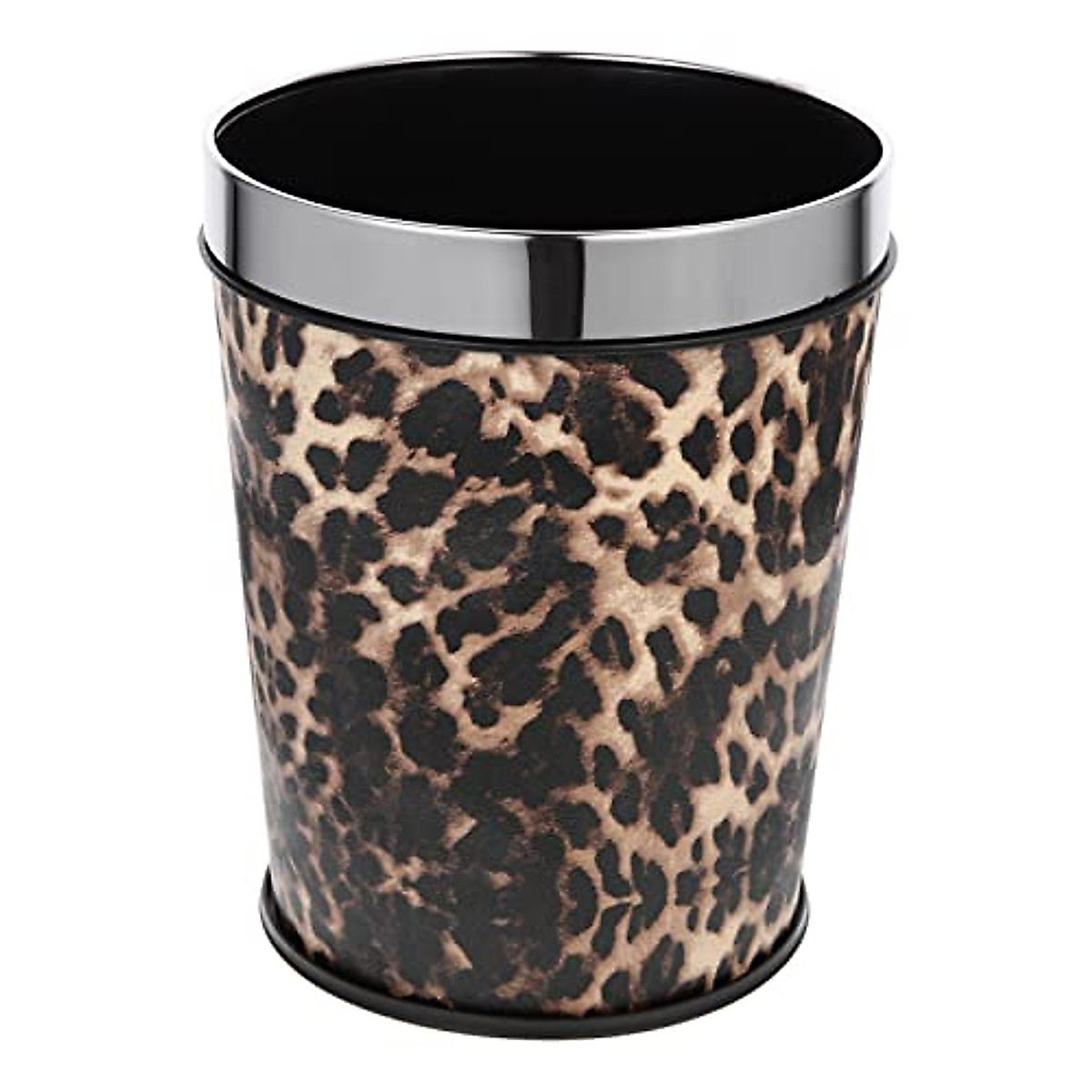 Kitchen Waste Bins Waste Basket Round Trash Can Retro Waste Basket Small Waste Paper Basket 5L Bathroom Garbage Bin Leopard Dustbin for Home Office Living Room Trash Cans Recycling Bin