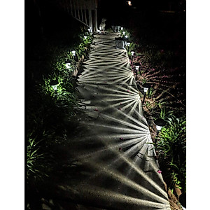 Enchanted Spaces Silver Solar Path Light, Set of 6, with Glass Lens, Metal Ground Stake, and Extra-Bright LED for Lawn, Patio, Yard, Walkway, Driveway