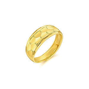 CHOW SANG SANG 999.9 24K Solid Gold Price-by-Weight 9.73g Gold Modern with Hammer Finish Band Ring for Women 82820R | Size Adjustable