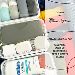 Zip Bins Clear Storage Bins for Home Organization | Stackable Hard Shell Zipper Case to Organize Playroom Toy Bin | Zippered Hard Pouch Container TSA Approved Toiletry Bag Travel Bags for Toiletries