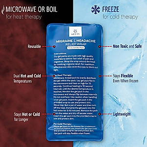 Headache & Migraine Relief Wrap Hat | Hot & Cold Gel Ice Pack, Warm Cold Compress Therapy Wrap for Tension Headache Relief, Stress, Pain & Sinus Pressure Reusable & Flexible with Adjustable Closure