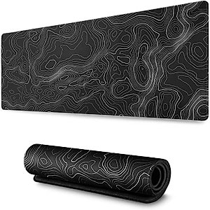 AQQA Large Mouse Pad Mat (35x17 in) Extended XXXL Gaming Mouse Pad with Non-Slip Rubber Base,Background Topographic Map Lines Contour Geographic for Gaming Office Laptop Computer Men Women