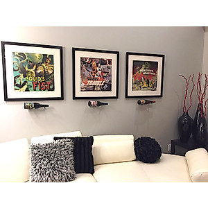 VintageView Vino Pins – Metal Wall Mounted Wine Bottle Rack for Wood Surfaces - Stylish Modern Wine Storage with Label Forward (Matte Black, 1 Bottle)