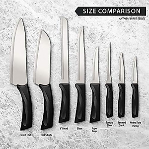 Rada Cutlery Anthem Series Tomato Slicing Knife Stainless Steel Blade with Ergonomic Black Resin Handle, 9 Inches