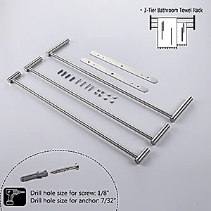 KOKOSIRI Bath Towel Bars Stainless Steel Bathroom 3-Tiers Ladder Towel Rack Wall Mount Towels Shelves, Brushed Nickel, B5002BR