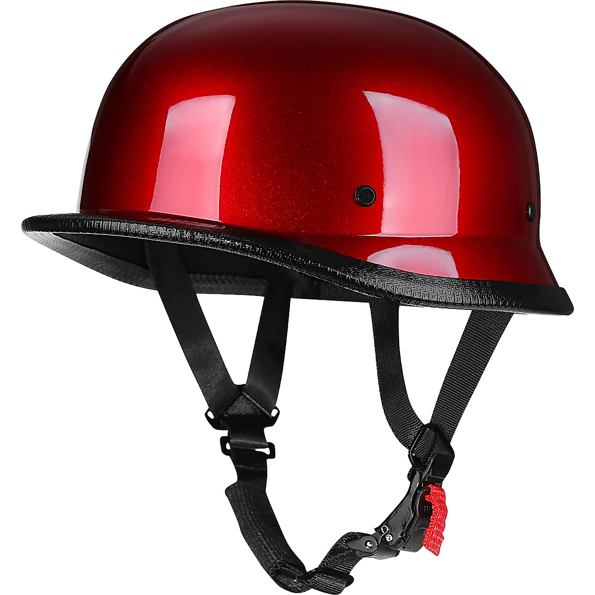 Yesmotor Helmet Half Shell German Motorcycle Helmet with Cycling Glasses - DOT Approved (Medium, Red & Black Goggles)