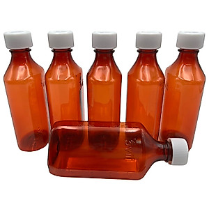 Sandhill Tools Premium Oval Plastic Liquid Medicine Bottles with Child Resistant Caps 8 Oz, Pharmacy Leak Proof Travel Containers for liquids and Lotions (12 Pack)