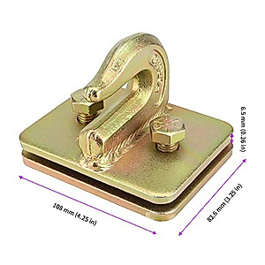 JEUIHAU 3 Pack 3/8 Inch Bolt-On Grab Hook, Grade 70 Forged Steel Bolt-On Loader Chain Tow Hooks with Backer Plate for Loader, Tractor Bucket, RV, UTV, Truck, Max 6,600 Lbs, Gold