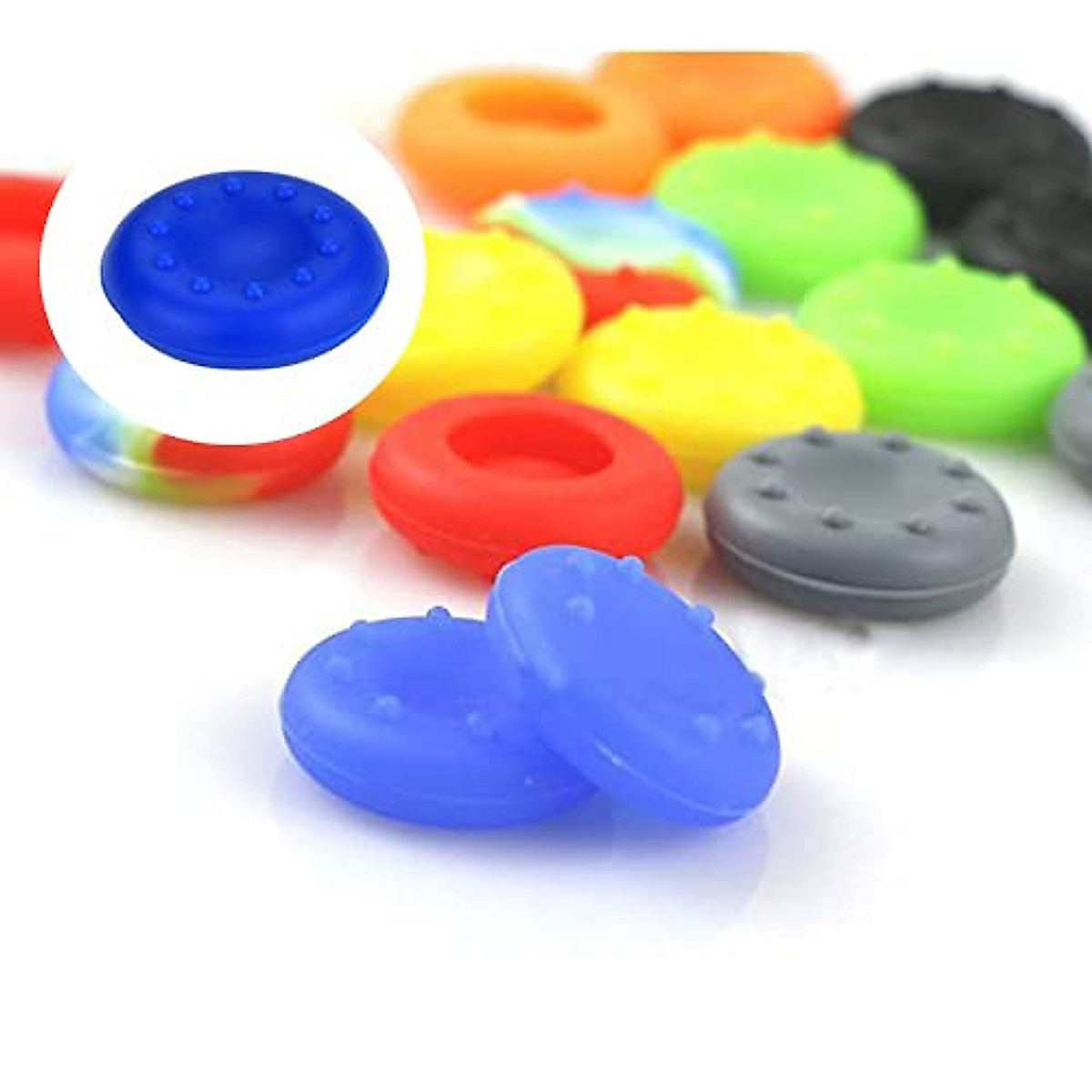 MauSong 20 Pieces Silicone Thumb Grips Caps Thumb Stick Protect Cover Replacement Parts Compatible with Xbox One, PS4 Controllers, Multi-Color