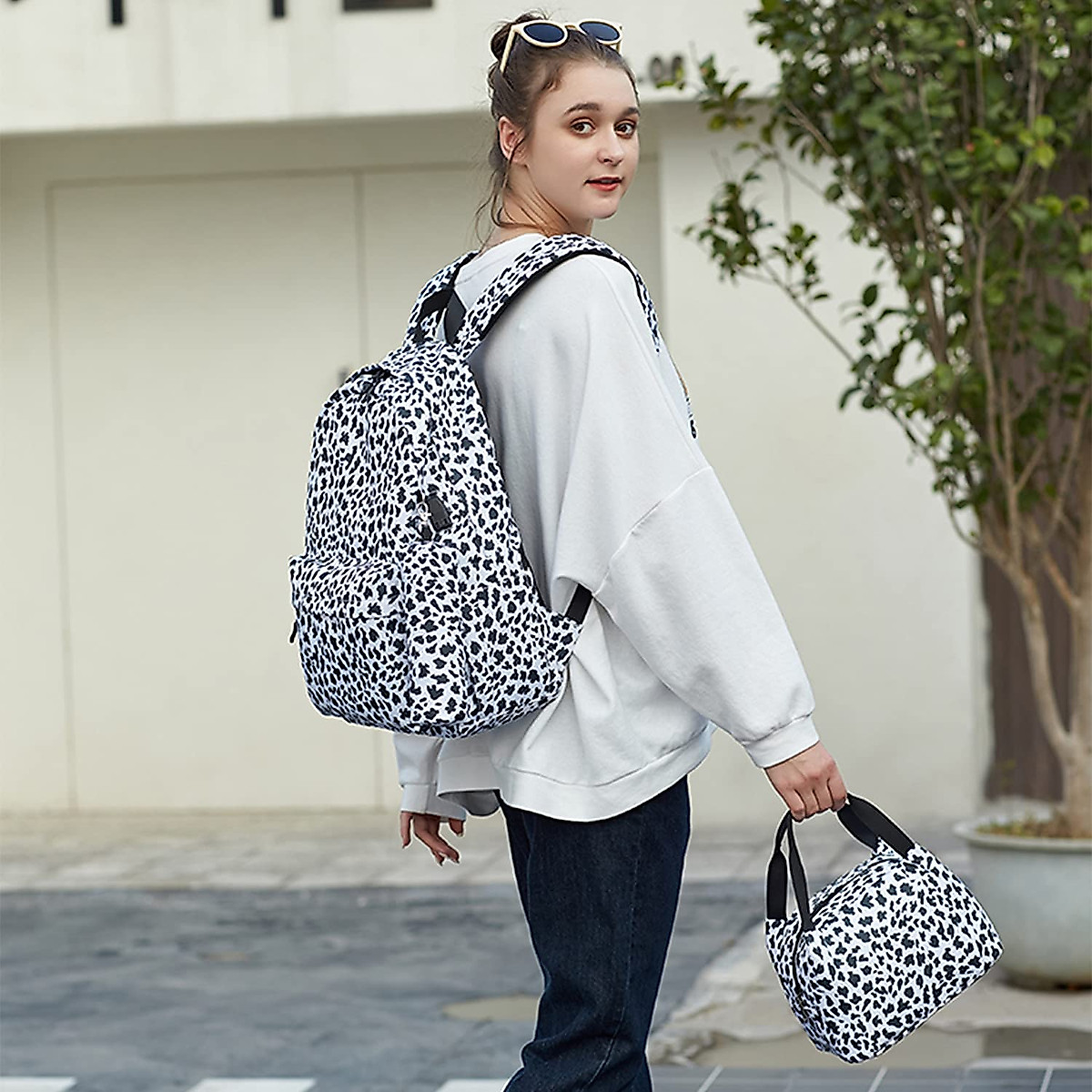 Teen Girls Backpack School Book Bag Set with Lunch Box and Pencil Case for ladies and women PINK